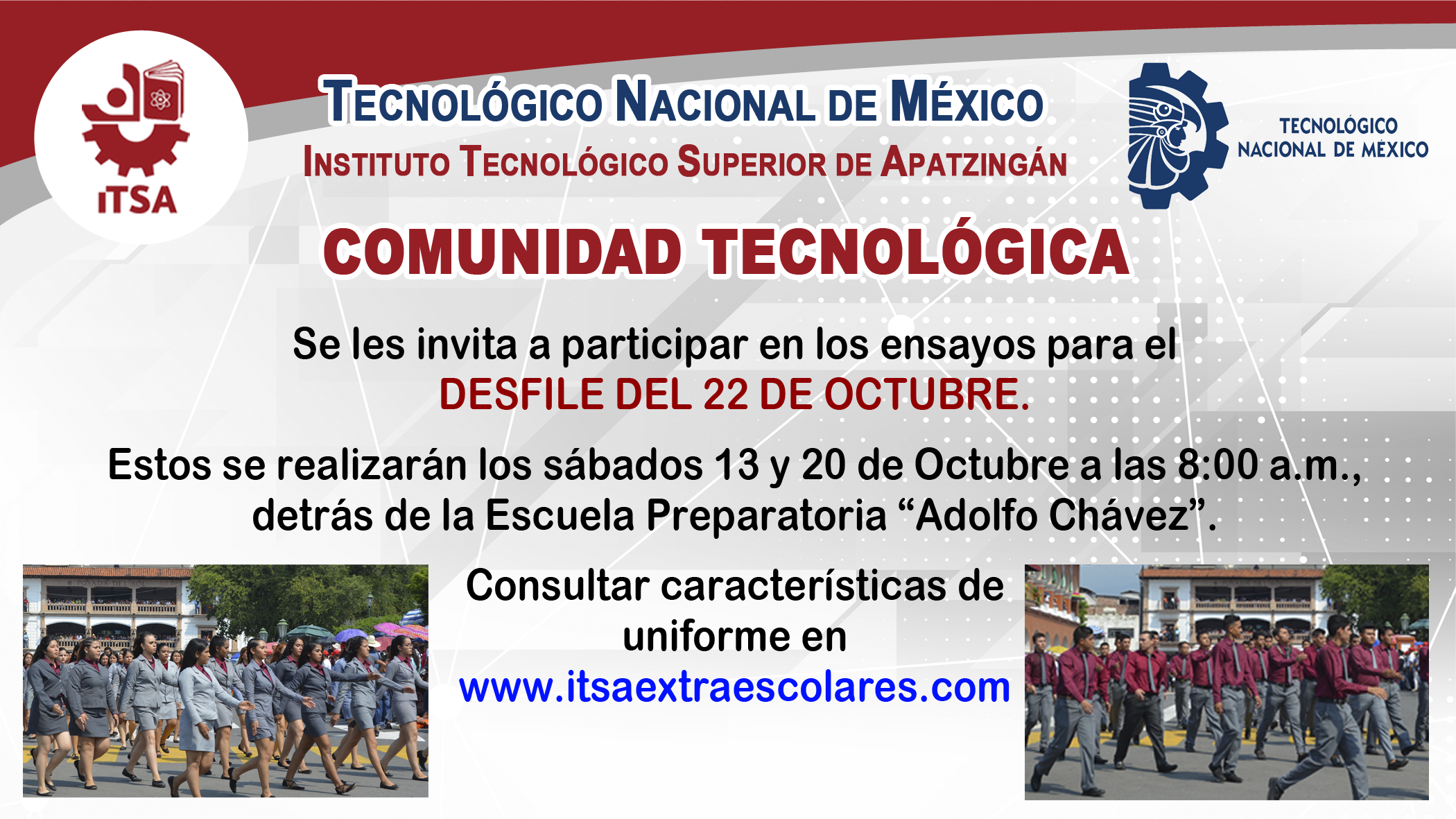 Aviso Extraescolares-desfile – Instituto Tecnológico Superior de Apatzingán
